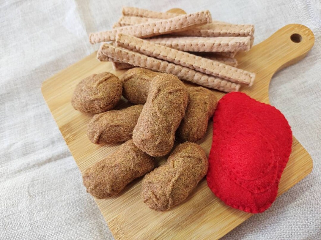 Felt Chicken Nuggets and Fries Play Toy Food Pretend Kitchen Set Fabric ...