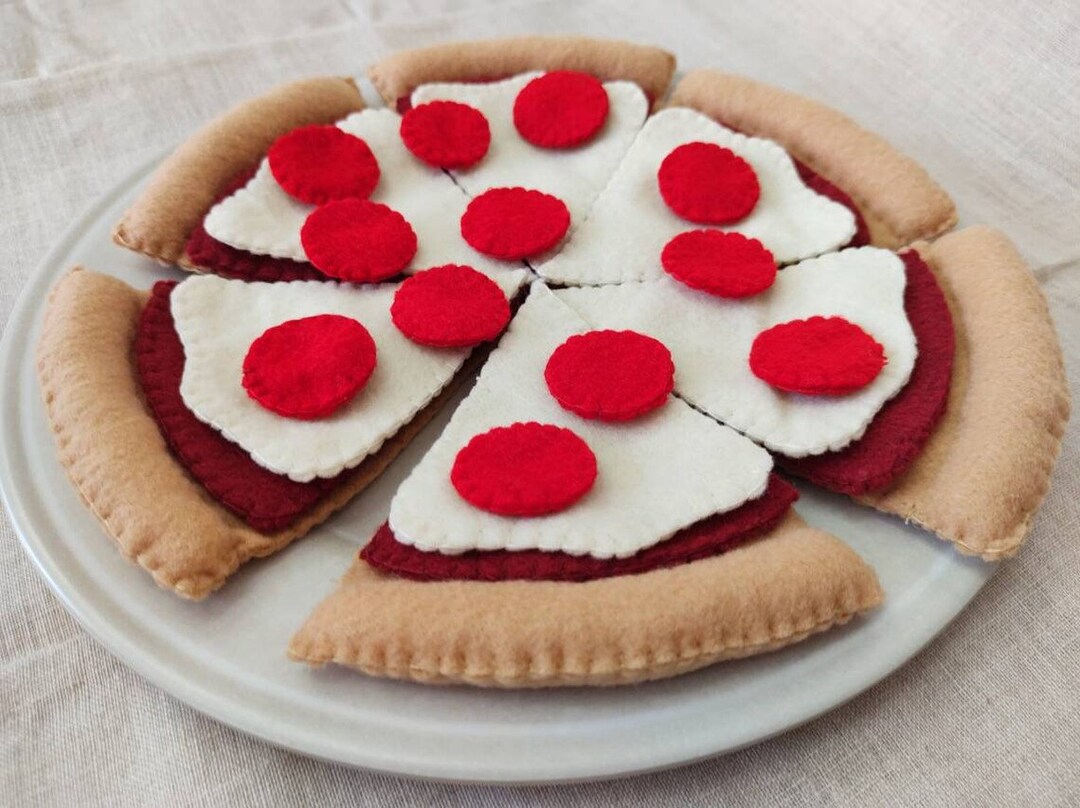 Felt Pepperoni Pizza Play Food Set Fabric Pretend Faux Food Play ...
