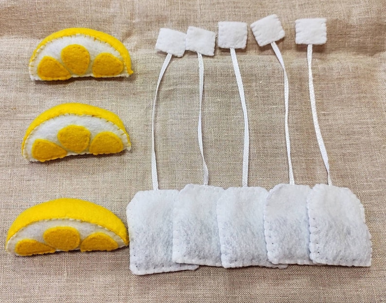 Felt Tea Bags and Lemon Slices Play Food Pretend Play Food Fabric Faux ...