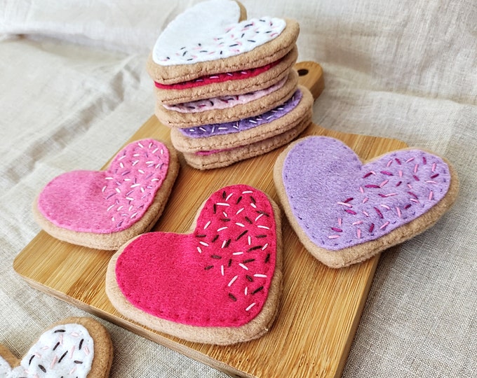 Fake Pink Heart Cookies, Valentine Party Decor, Fake Cookies, Sweets ...