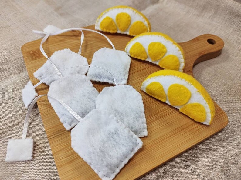 Felt Tea Bags and Lemon Slices Play Food Pretend Play Food Fabric Faux ...
