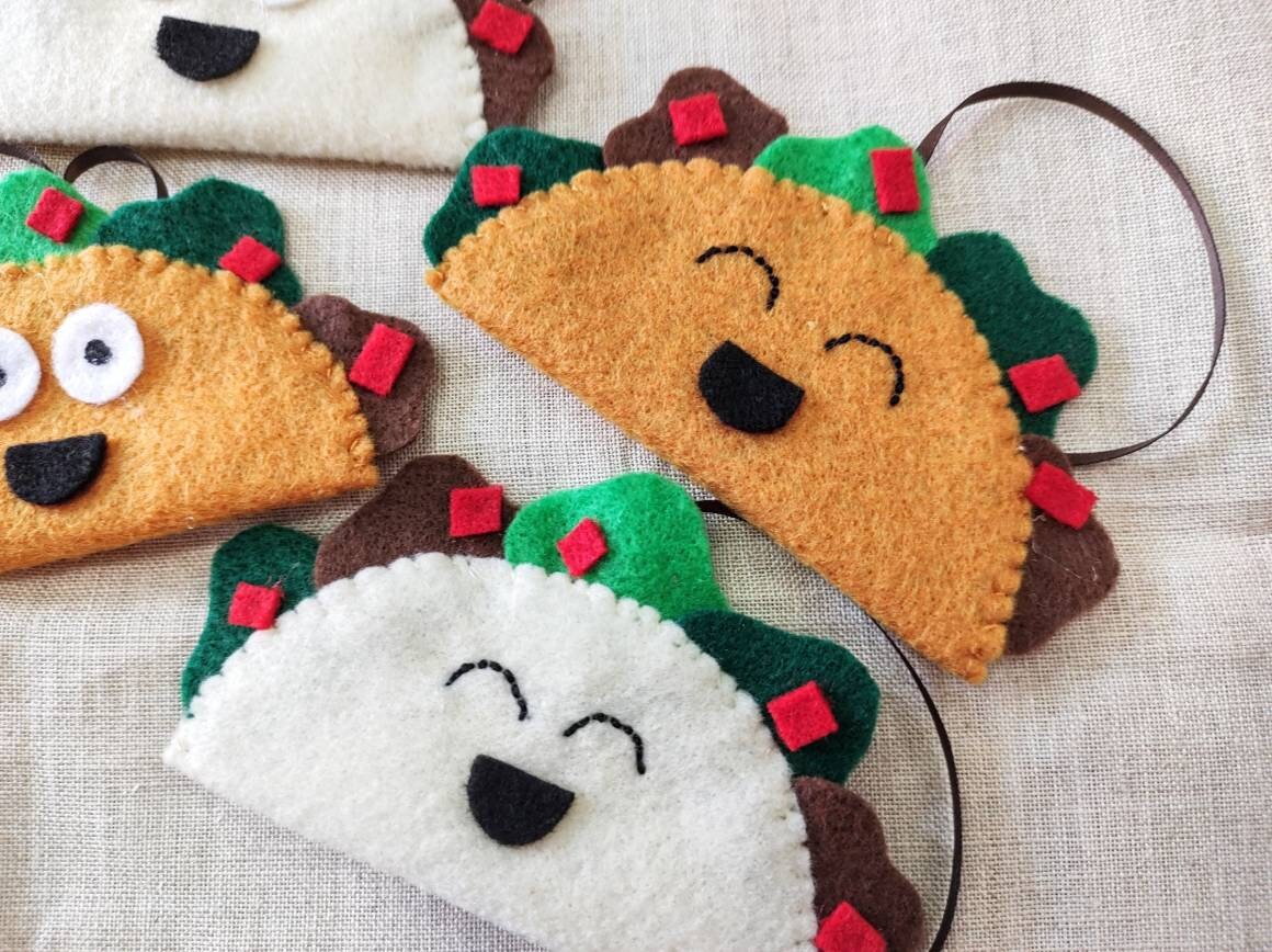 Felt Happy Taco Christmas Ornament Quirky Food Ornament Felt Food ...