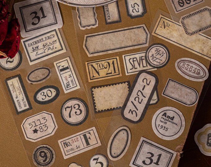 20/pgs. Retro Label Washi Stickers, Scrapbooking, Junk Journal, Planner ...