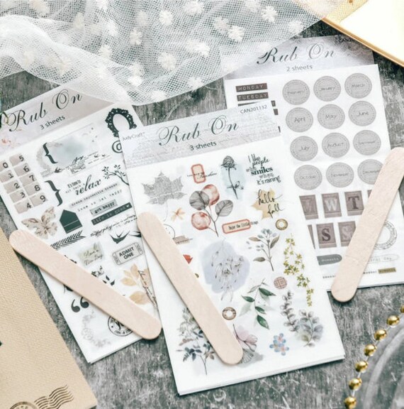 Rub on Stickers Transfer Sticker Bullet Journal - Etsy