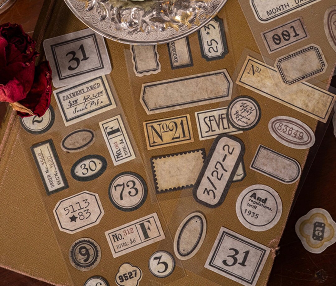 20/pgs. Retro Label Washi Stickers, Scrapbooking, Junk Journal, Planner ...