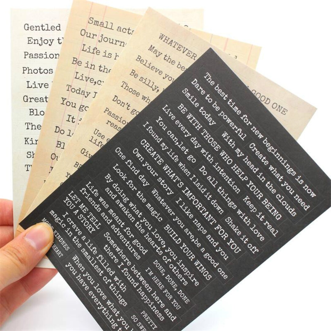 4/pcs. Sentiments Sticker Sheets, Phrase Stickers, Words, Quotes, Text ...