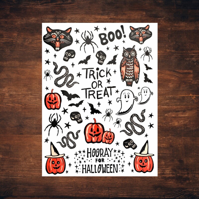 Halloween Rub on Transfers - Etsy