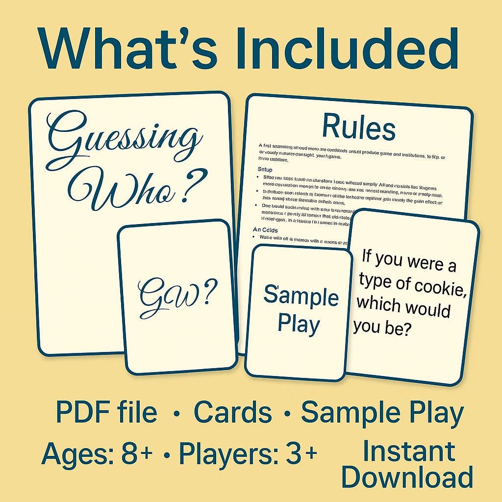 Guessing Who?, Printable Conversation Cards, Icebreaker Game, 50 Fun ...