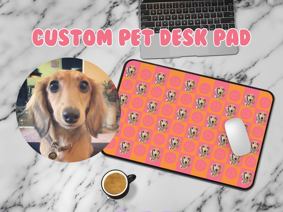Custom Pet Desk Mat - Dog Cat Bunny Horse Illustration, Gaming Mouse ...