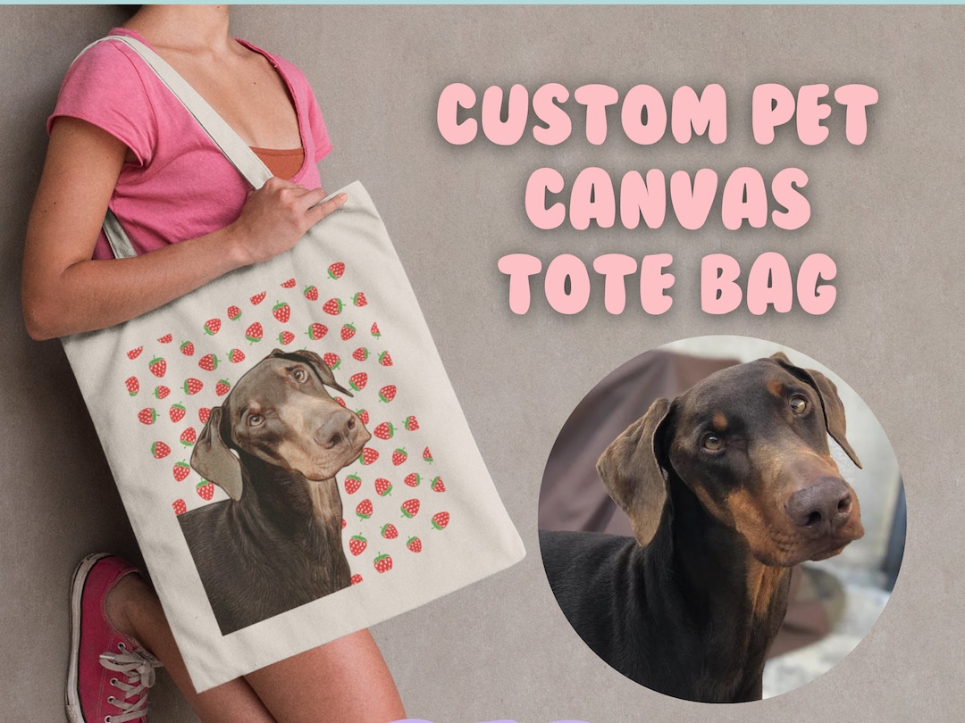 Custom Pet Canvas Tote Bag Custom Pet Portrait Pet - Etsy