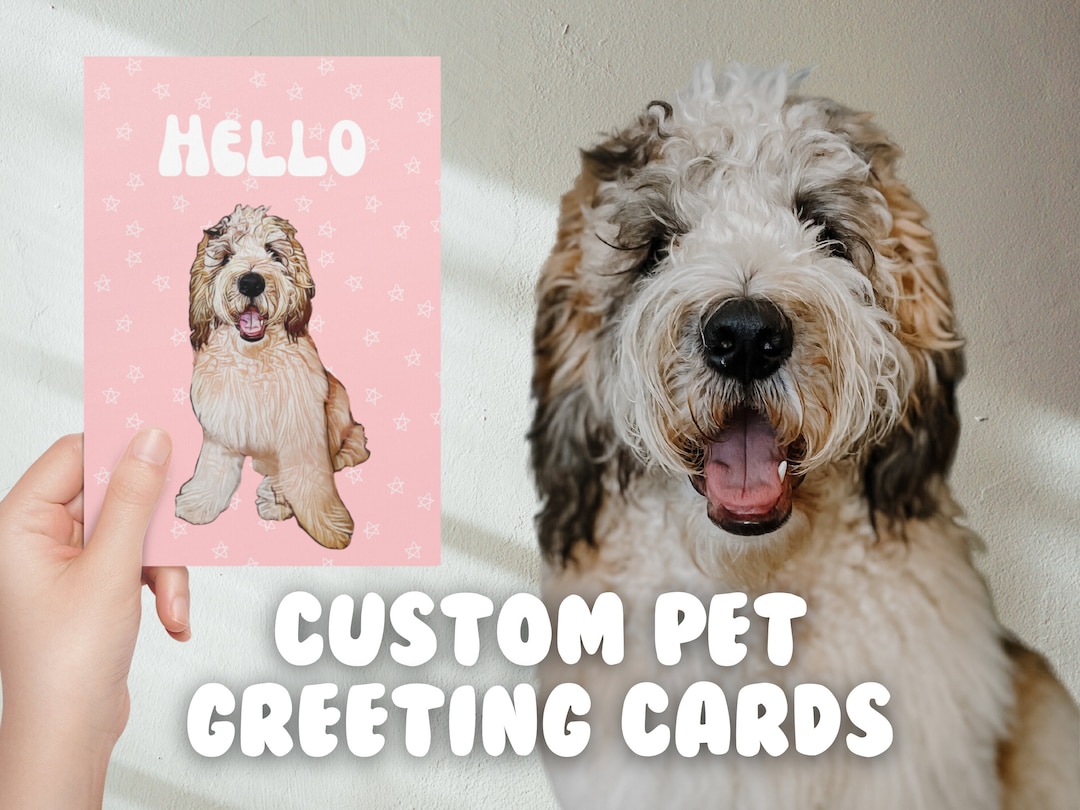 Custom Pet Greeting Cards (PINK STAR) (10, 30, 50 Pack), Custom Pet ...