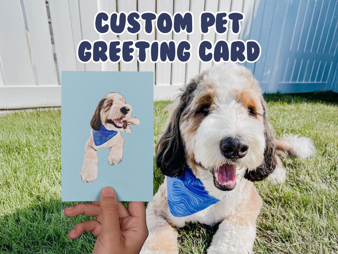 Custom Pet Greeting Cards (10, 30, 50 Pack), Custom Pet Portrait, Dog ...