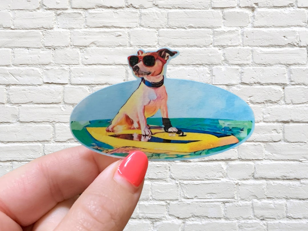SUP PUP Sticker Pup With Sunglasses Riding a Stand up Paddle Board - Etsy