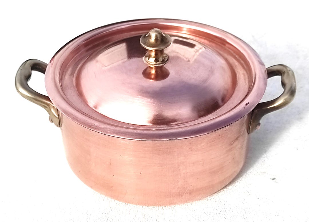 Vintage 4.9inch French Round Copper Stockpot Cocotte Made in France ...
