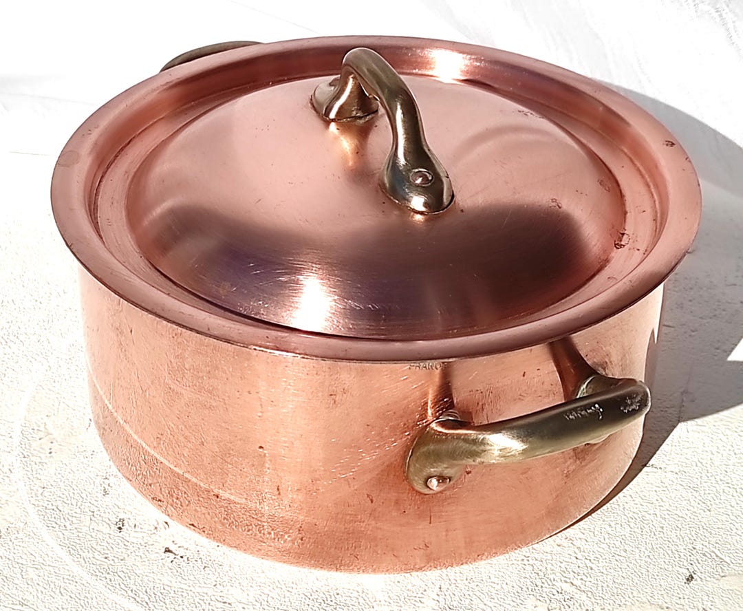Vintage 6.5inch French Copper Stock Pot Cocotte Made in France Bronze ...