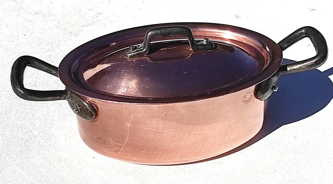 Vintage 6.3inch French Oval Copper Stockpot Cocotte Made in France ...