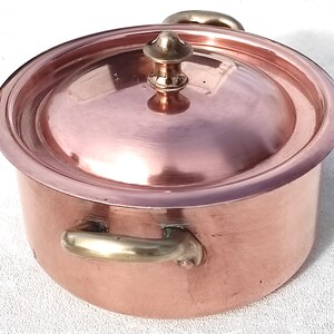 Vintage 4.9inch French Round Copper Stockpot Cocotte Made in France ...