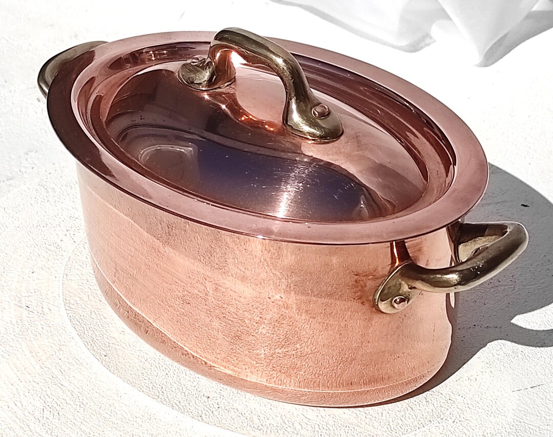 Vintage 6.5inch French Oval Copper Stock Pot Cocotte| Gaillard Paris ...