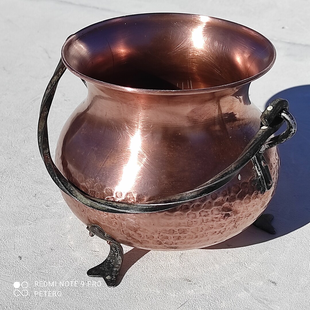 Vintage 7.1inch French Copper Cauldron Planter Made in France Hammered ...