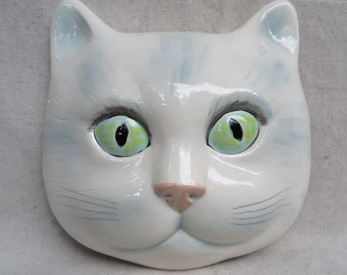 Vintage Department 56 Ceramic Cat Mask Wall Hanging / Japan 80s Deco ...