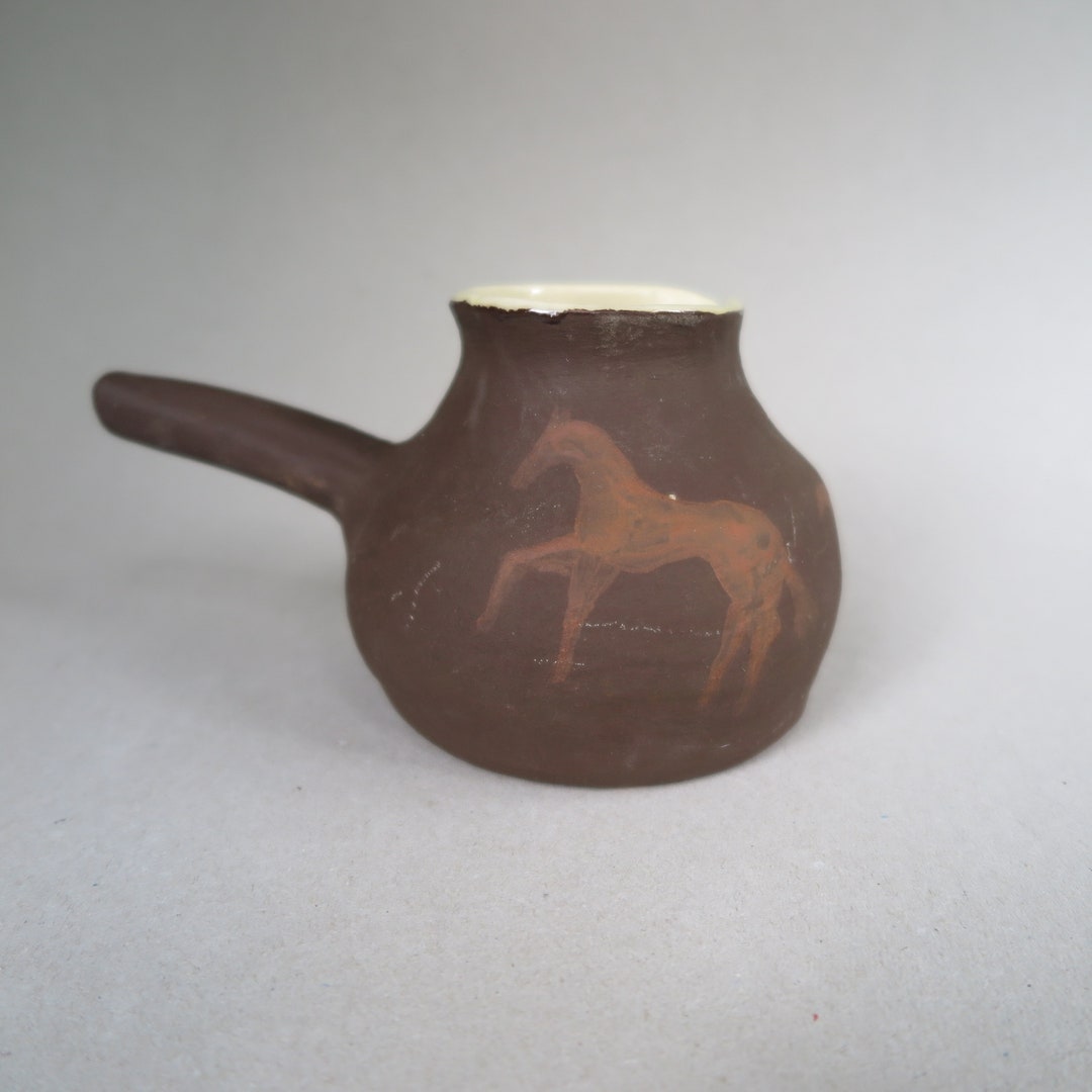 Studio Pottery Small Handled Pitcher / Petroglyph Designs / Southwest ...