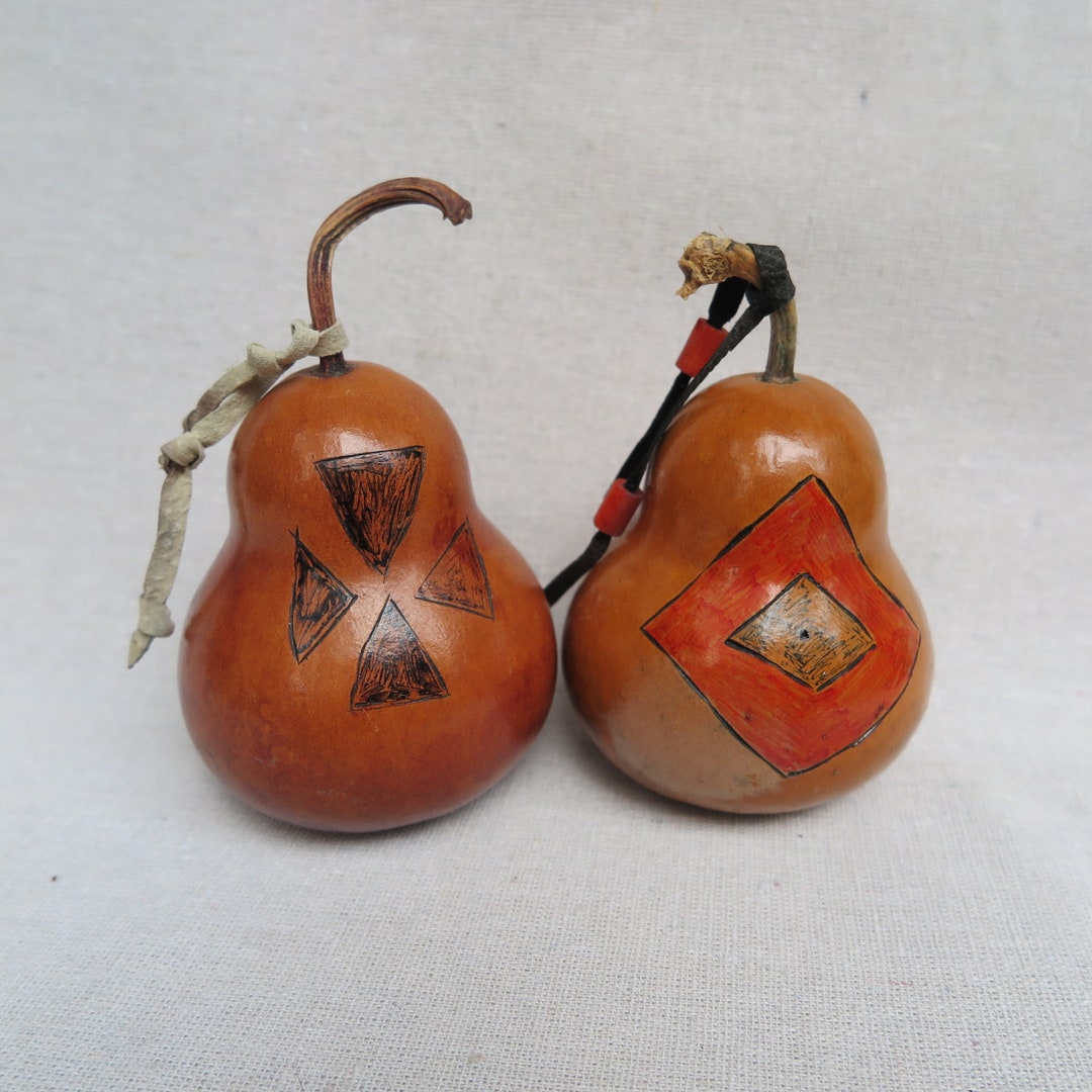 Vintage Hand Painted Gourds With Native American Inspired Geometric ...