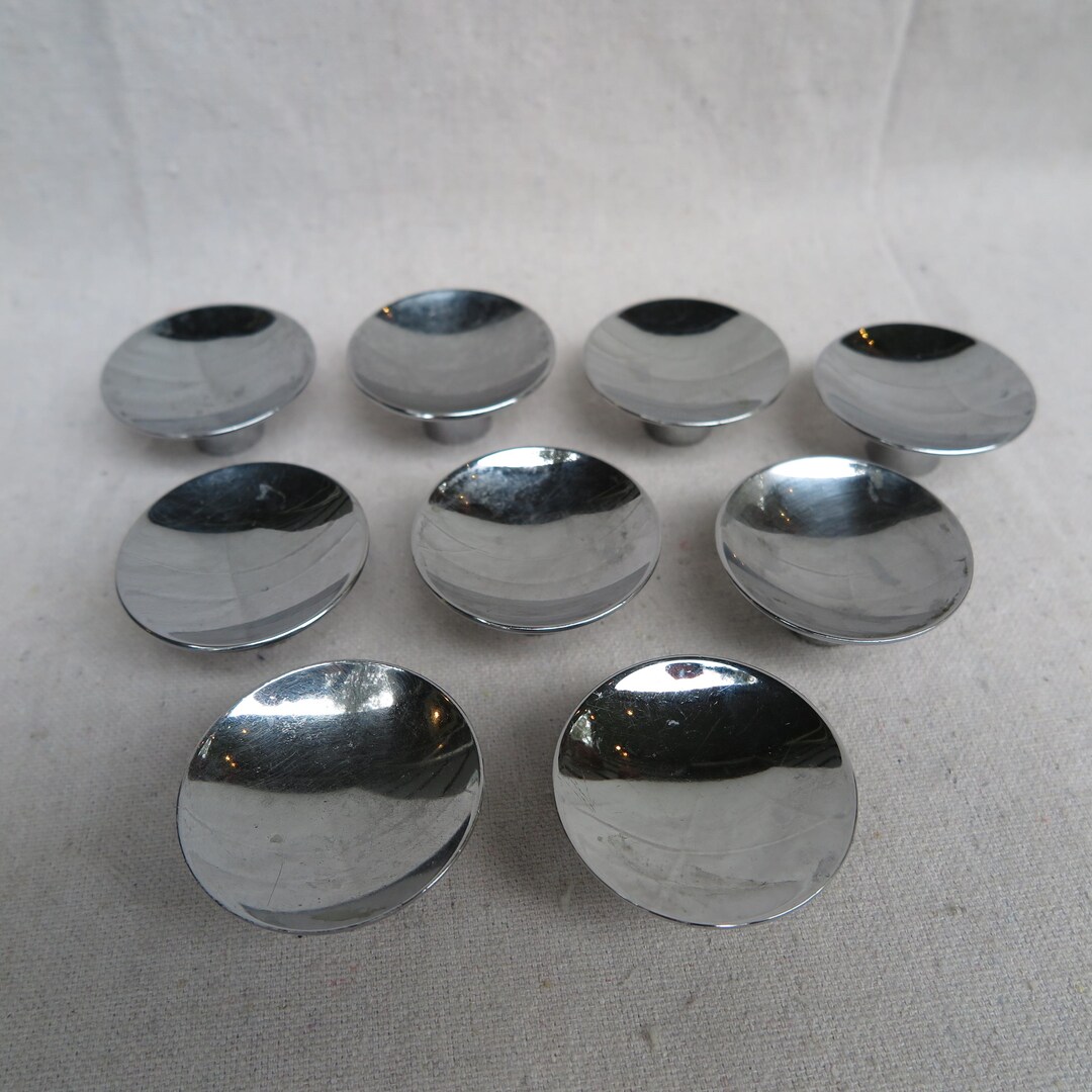 Vintage MCM Round Concave Cabinet Knob / 2" Spotlight Style Polished Chrome Mid Century Modern ...