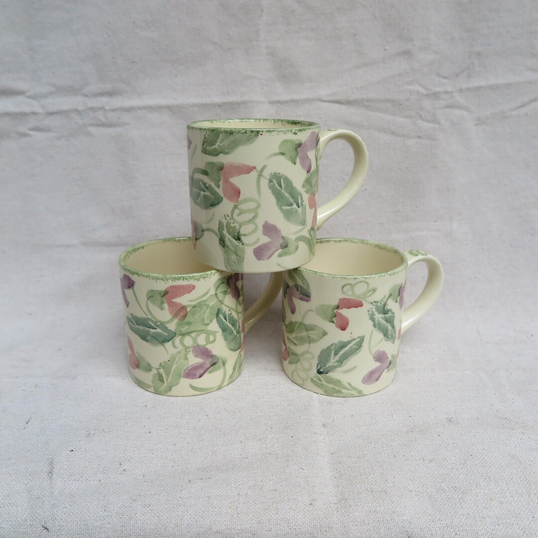 The National Trust Sweet Pea Mugs / Charlotte by Poole Pottery / Hand ...