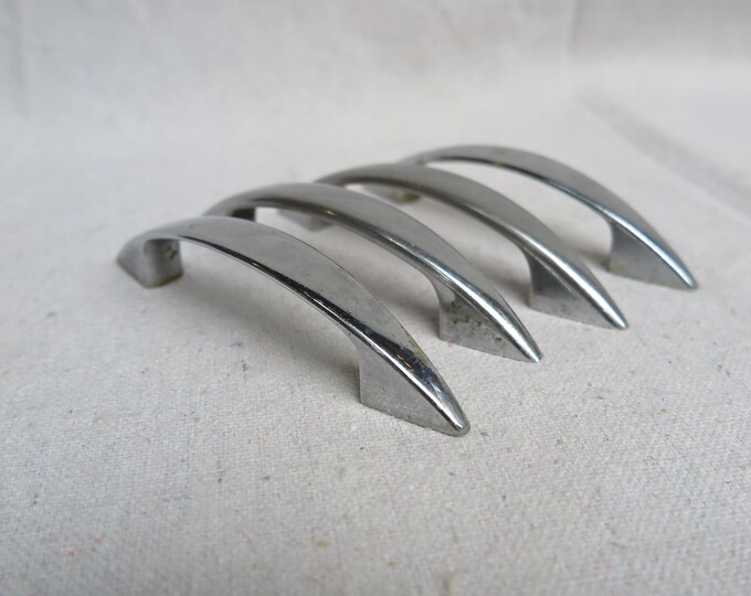 Vintage MCM Cast Metal Arch Style Polished Chrome Drawer Pull / Hansom ...