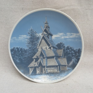 Norwegian Stave Church Decorative Plate Set / Metal and Ceramic / Helgi ...