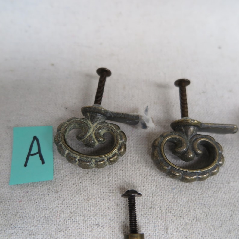 Vintage MCM Drawer Pull, Brass Ring Pull, Ornate Mock Key Pull, Allison ...