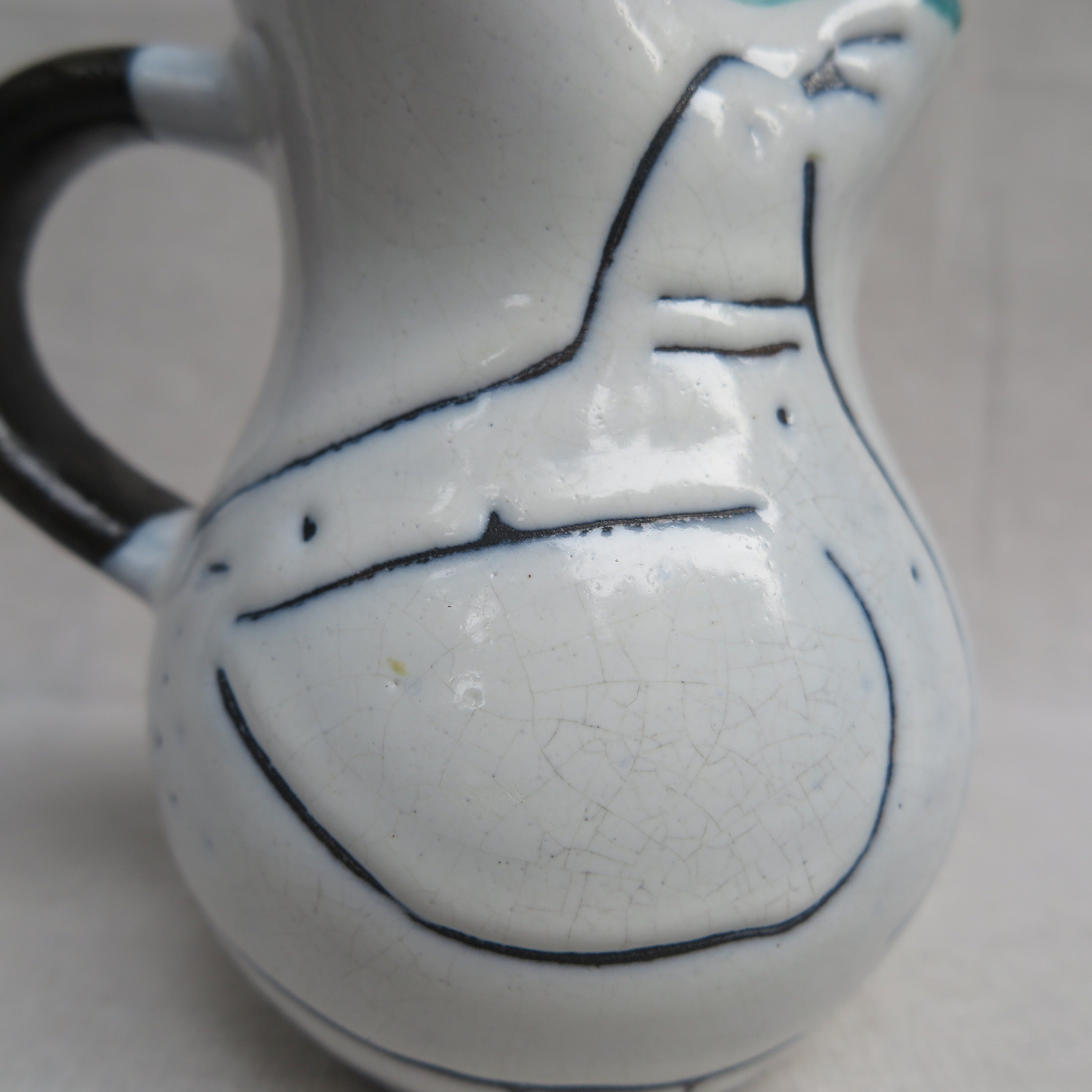 Jacques Innocenti Small Studio Pottery Sgraffito Pitcher With Quail ...