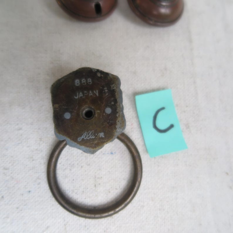 Vintage MCM Drawer Pull, Brass Ring Pull, Ornate Mock Key Pull, Allison ...