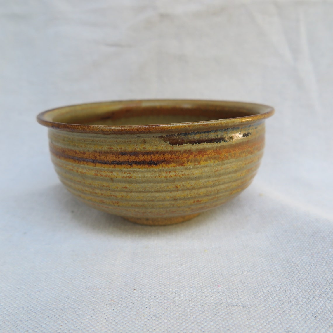 Vintage Studio Pottery Bowl With Hand Painted Abstract Plant Design ...