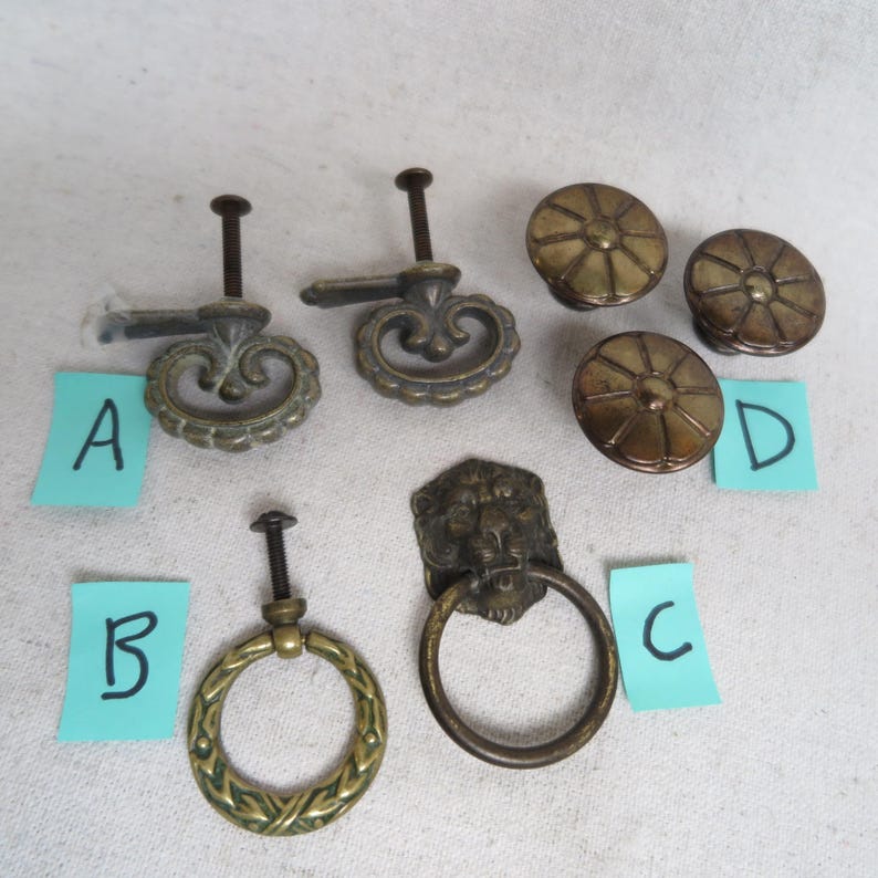 Vintage MCM Drawer Pull, Brass Ring Pull, Ornate Mock Key Pull, Allison ...