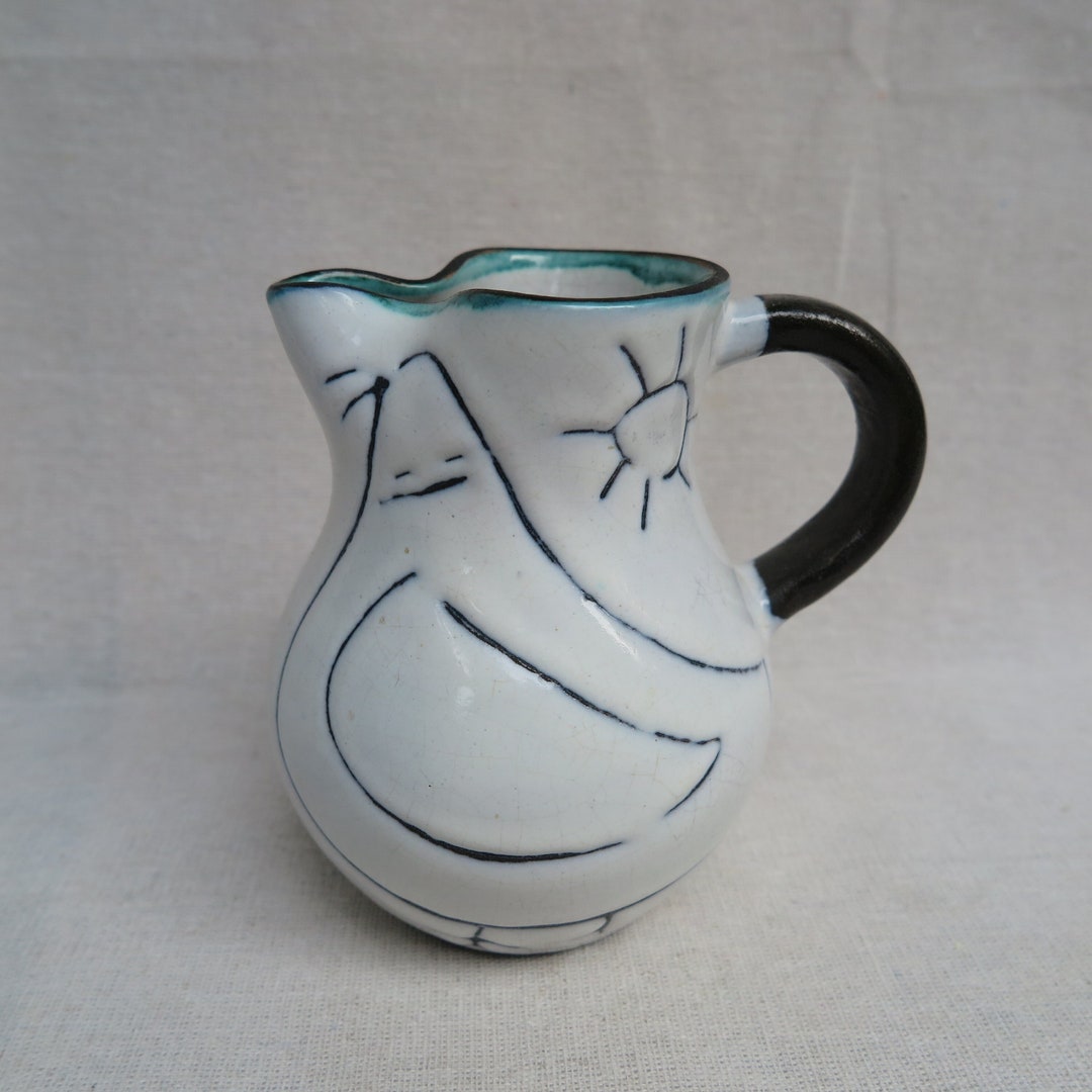 Jacques Innocenti Small Studio Pottery Sgraffito Pitcher With Quail ...