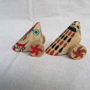 Japanese Wooden Quail Toys / Uzura Guruma / Folk Art Craft Bird Toy ...