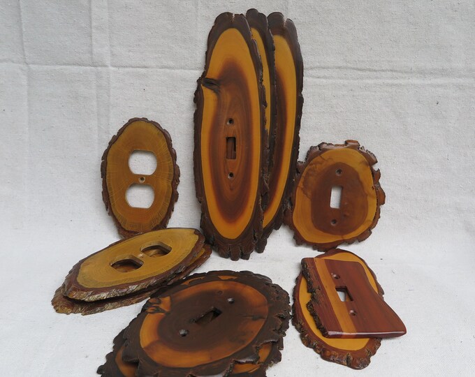 Vintage Rustic Live Edge Wood Log Slice Switch Plate and Outlet Cover ...