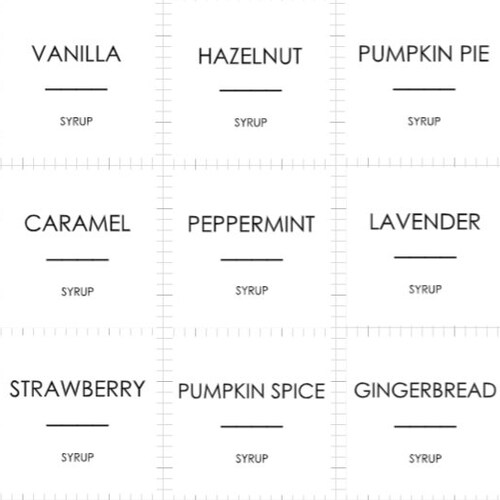 Printable Coffee Syrup Label Set of 45 Coffee Bar Labels - Etsy