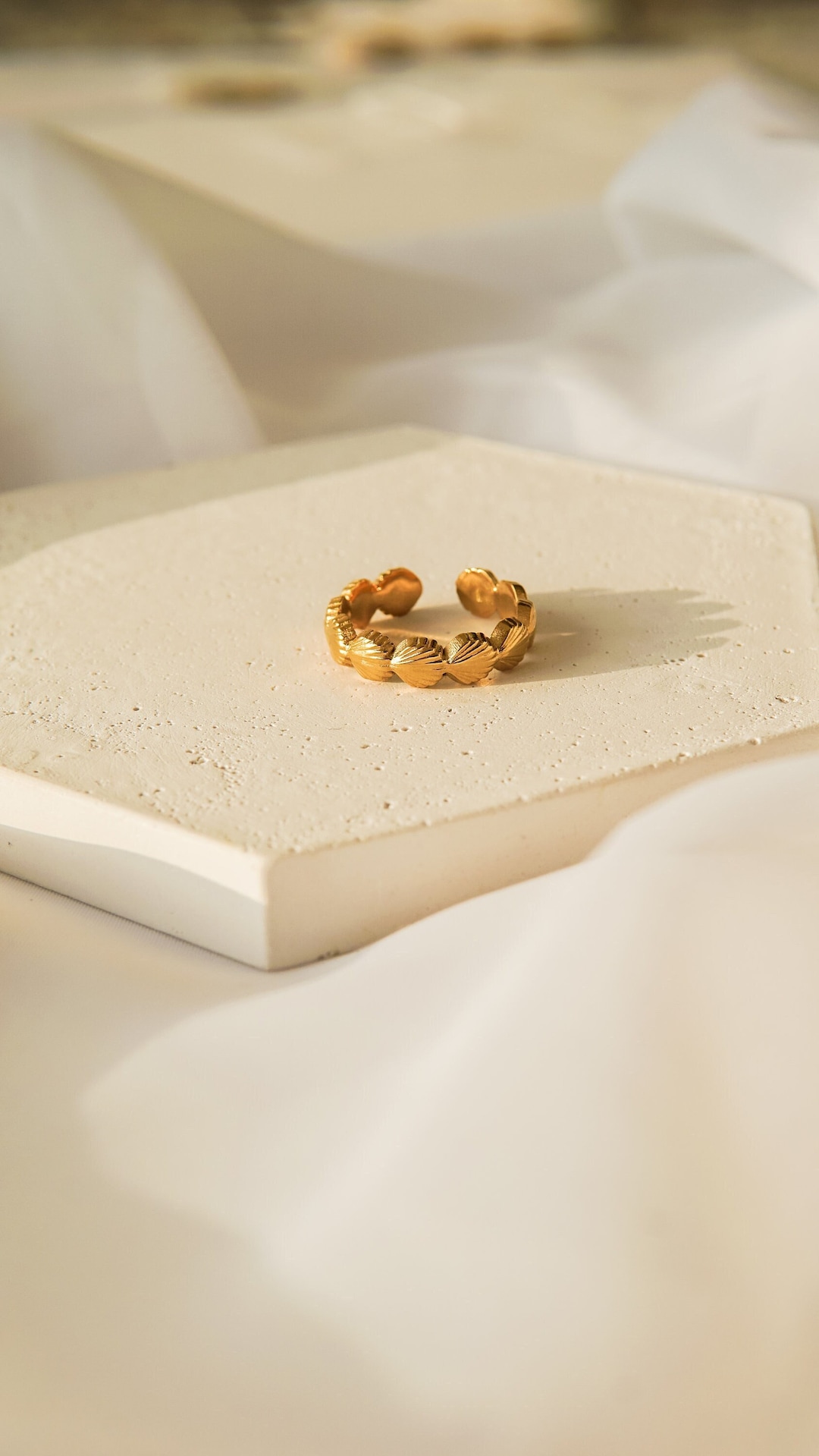 Shell Ring Gold Shell Ring, Gold Ring, Gold Ring Adjustable Size ...