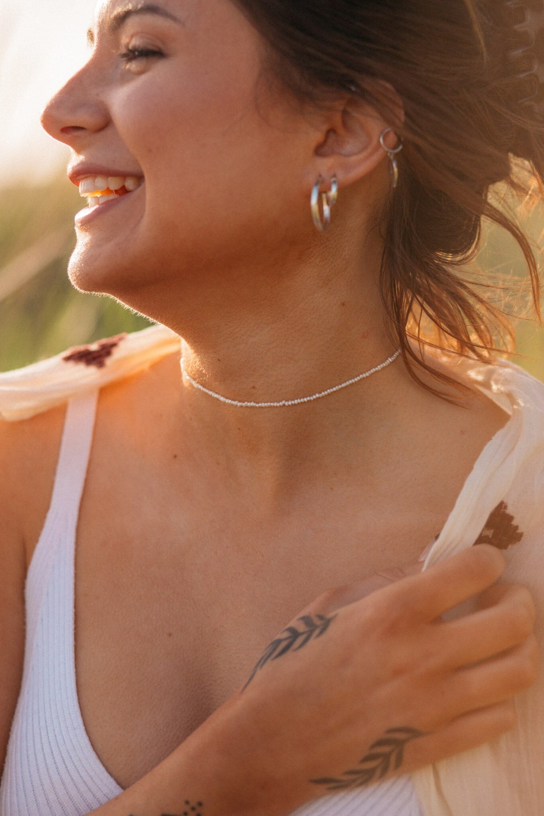 Grete Mini Pearl Necklace Choker With Gold Clasp, Freshwater Pearl Choker Perfect for Summer and ...