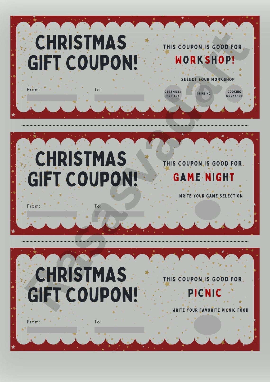 Editable Christmas Gift Coupons canva Template, PDF & SVG Files Get ...