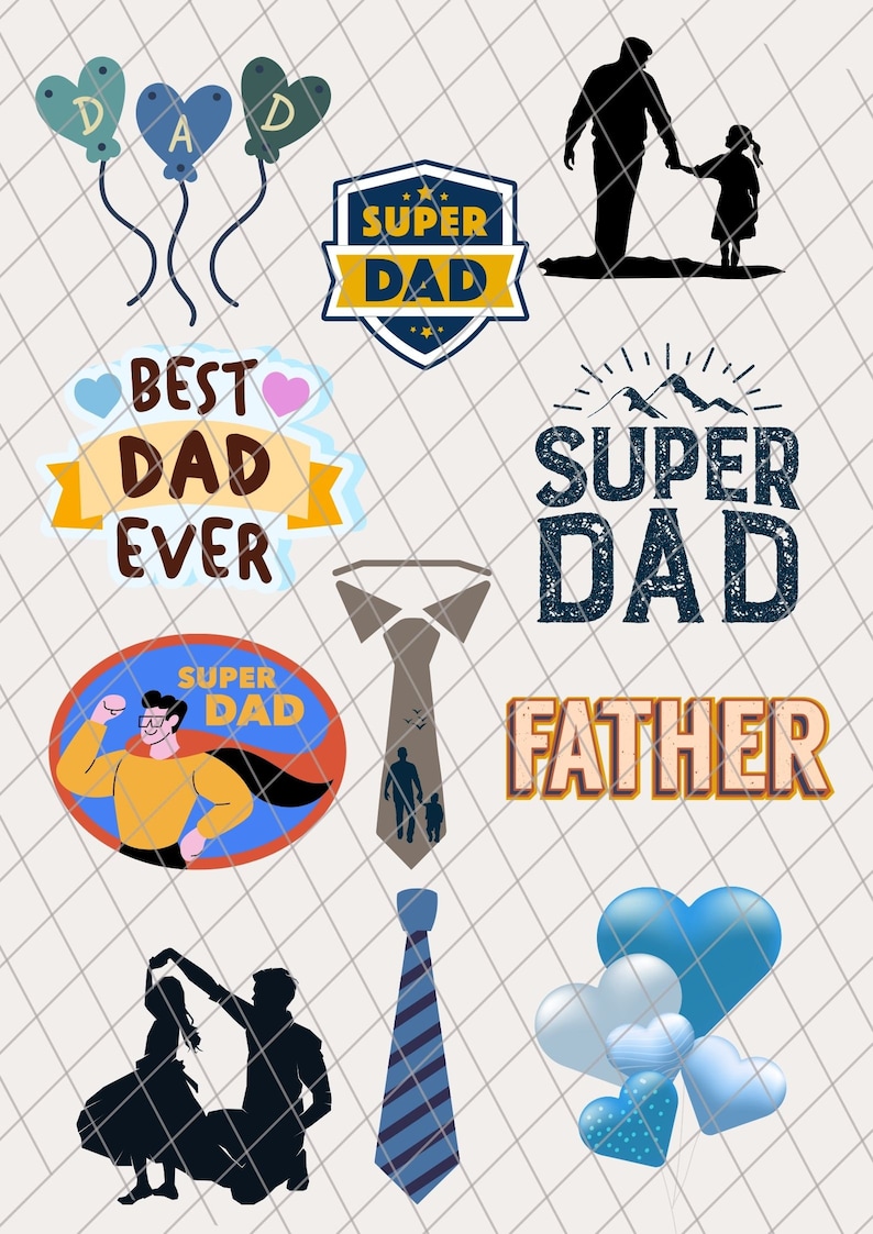 Printable Father's Day Stickers Bundle, Png Svg, Pdf File - Etsy