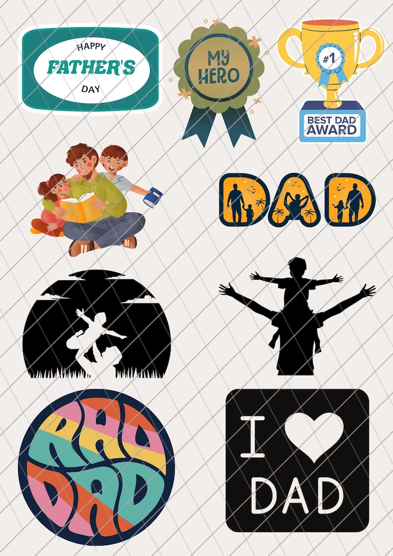 Printable Father's Day Stickers Bundle, Png Svg, Pdf File - Etsy
