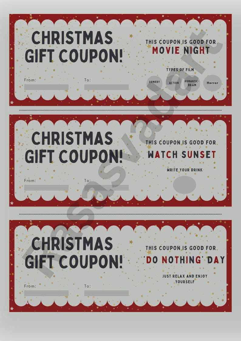 Editable Christmas Gift Coupons canva Template, PDF & SVG Files Get ...