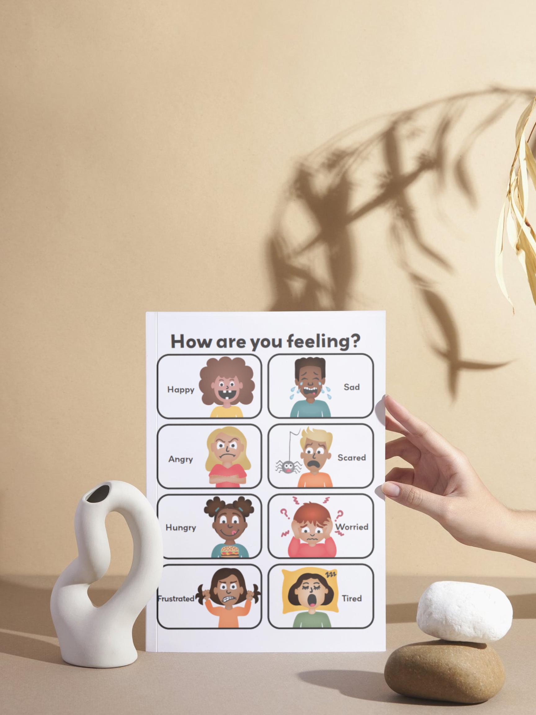 Feelings Poster for Diverse Kids - 8 Emotions White | Classroom Decor ...