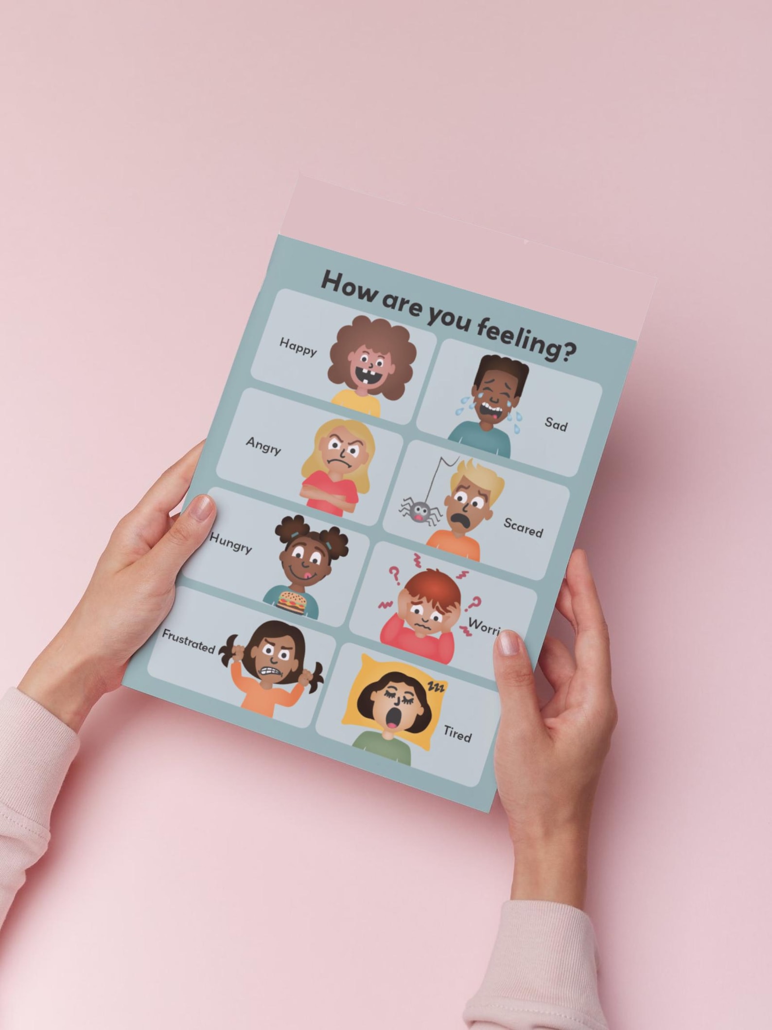 Feelings Chart Printable for Kids - 8 Emotions Blue | School Counselor ...