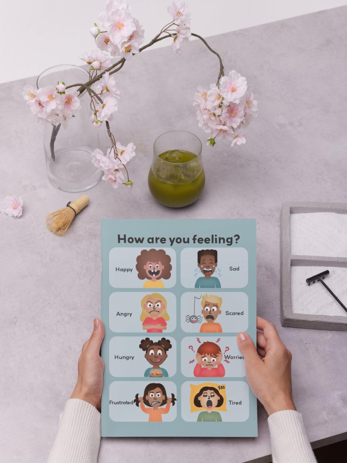 Feelings Chart Printable for Kids - 8 Emotions Blue | School Counselor ...