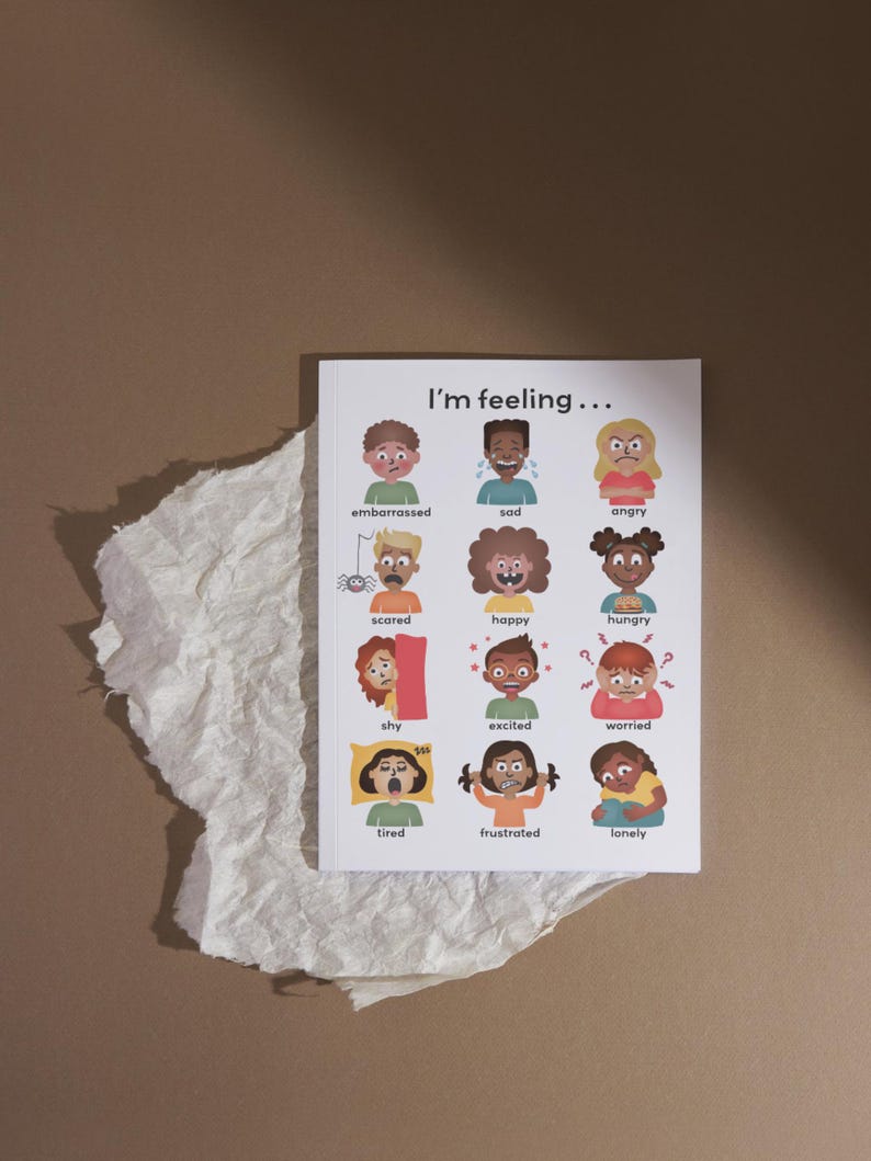 Diverse Kids Feelings Printable Poster - 12 Emotions | Counselor ...