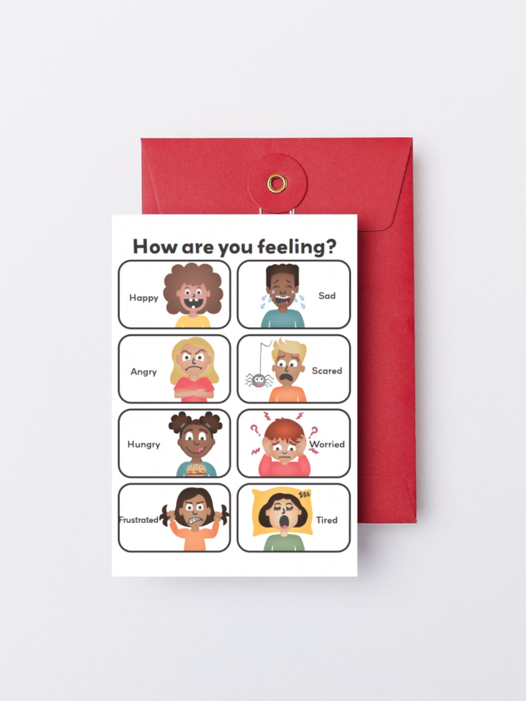Feelings Poster for Diverse Kids - 8 Emotions White | Classroom Decor ...
